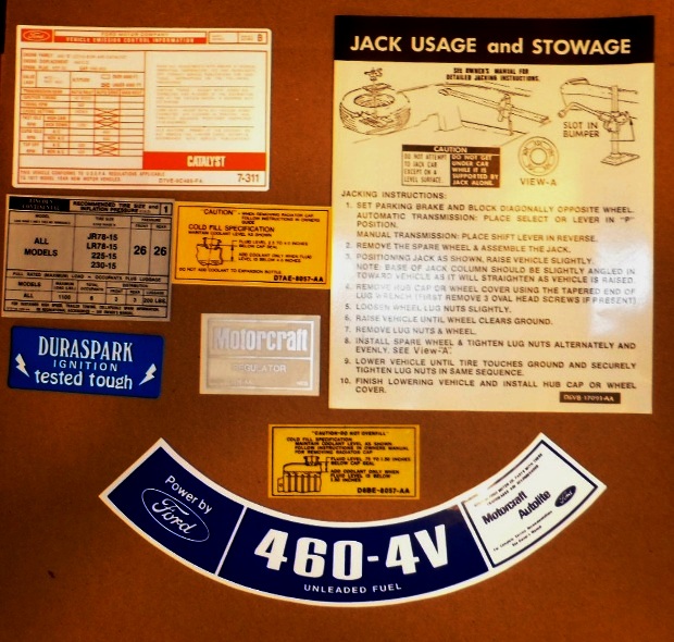 Lincoln Engine and trunk Compartment Decal Kits 1958 to 1989